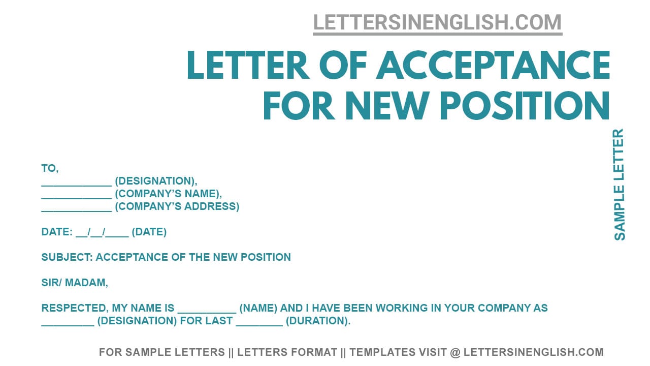Acceptance Letter for New Position - Sample Letter of Acceptance for ...
