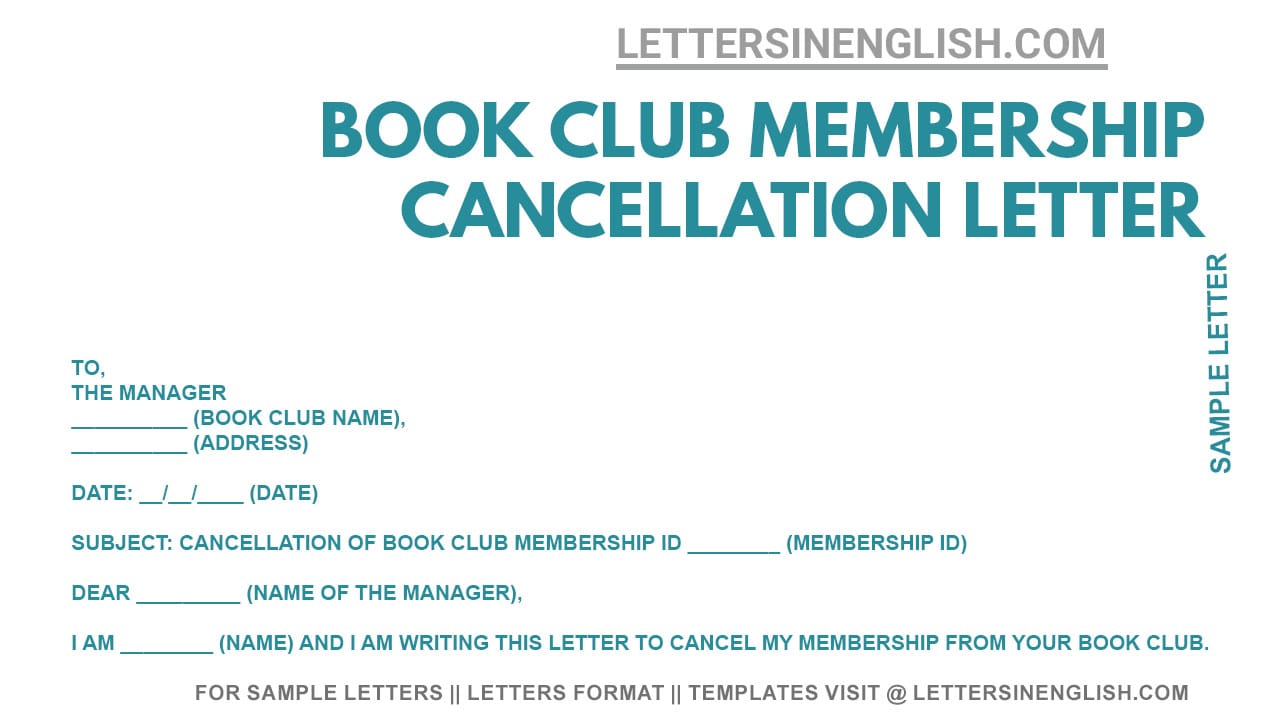 Book Club Membership Cancellation Letter - Sample Request Letter for ...