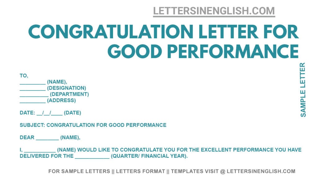Appreciation Letter for Good Performance - Sample Letter to Employee ...