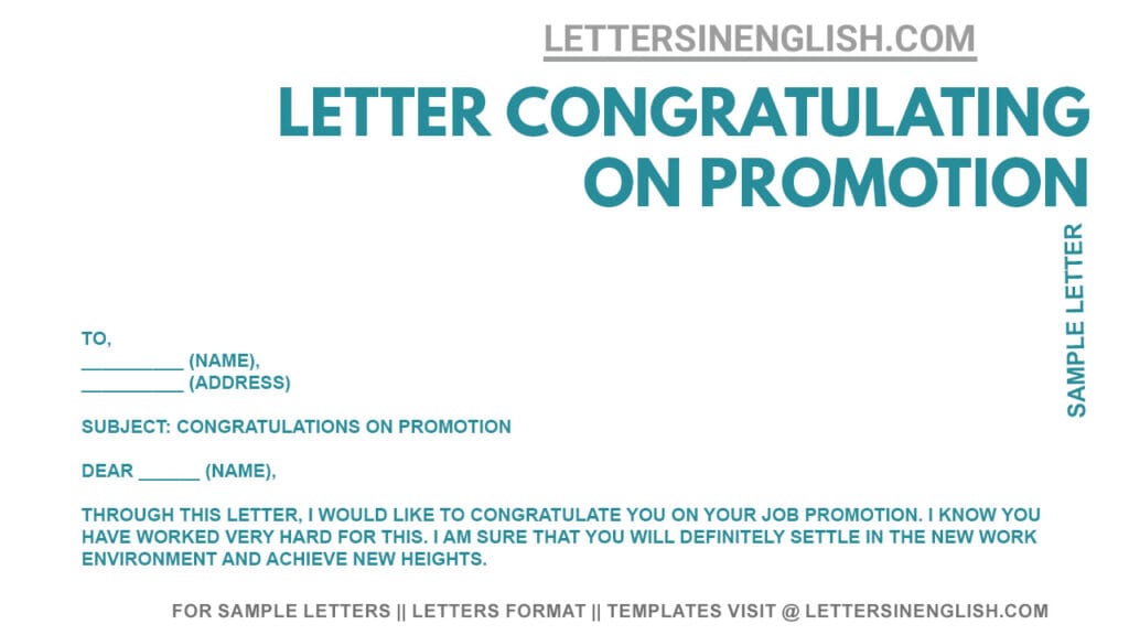 Congratulations Letter for Promotion - Sample Congratulations Letter ...