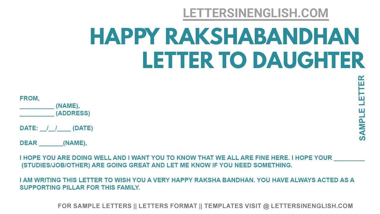 Happy Raksha Bandhan Letter to Daughter - Sample Letter to Daughter ...