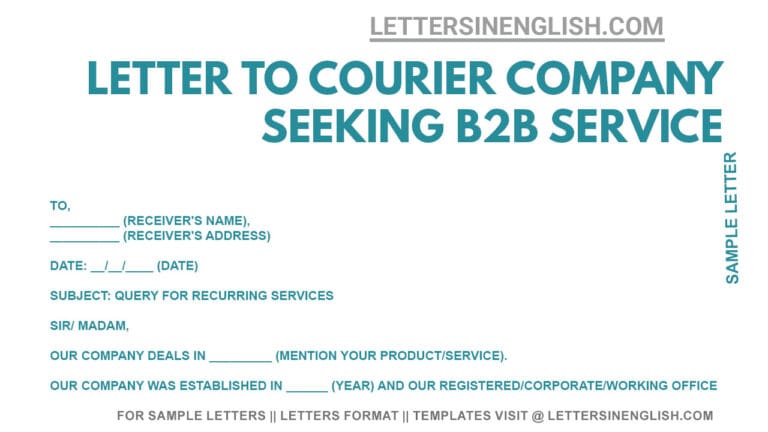 Letter to Courier Company for Recurring Courier Services - Sample ...