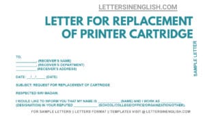 Request Letter for Replacement of Printer Cartridge - Sample Letter ...